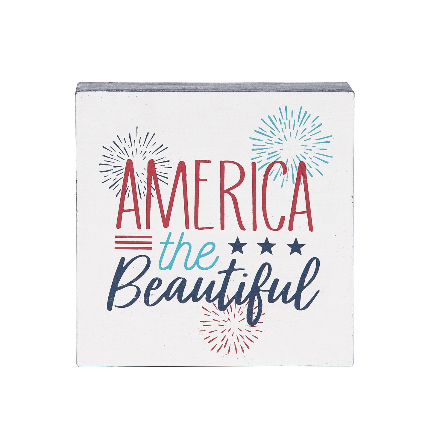 4.75" Patriotic "America The Beautiful" Tabletop Decorative Block USA ...