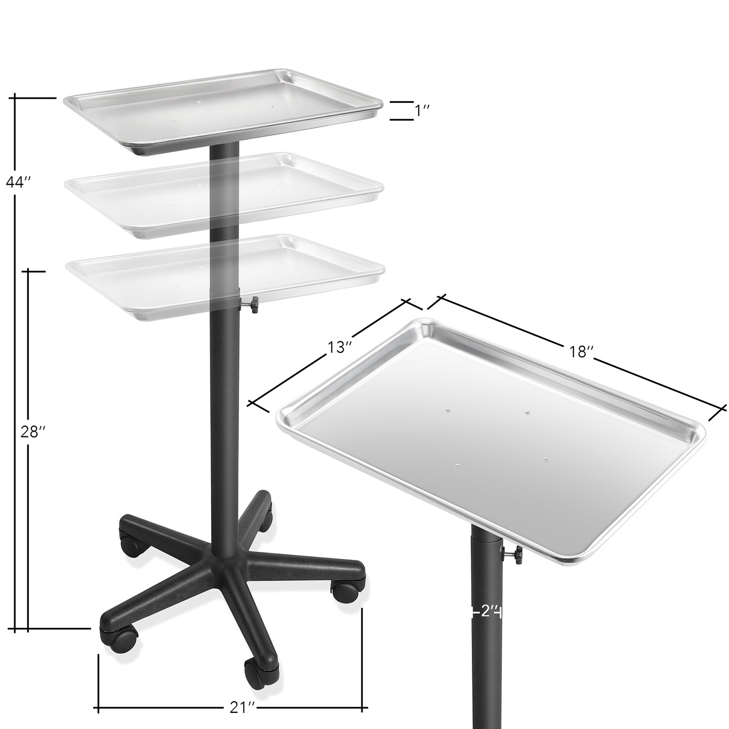 Saloniture Aluminum Salon Instrument Tray, Heavy-Duty Metal Rolling ...