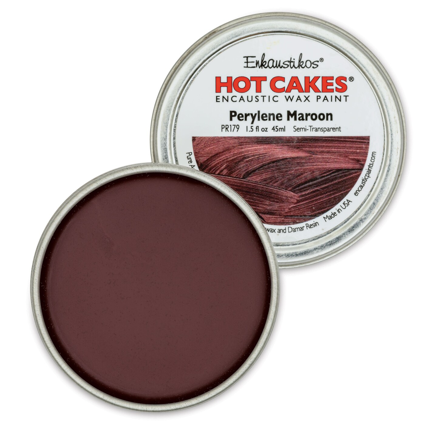 Enkaustikos Hot Cakes Encaustic Paint - Perylene Maroon, 45 ml tin ...