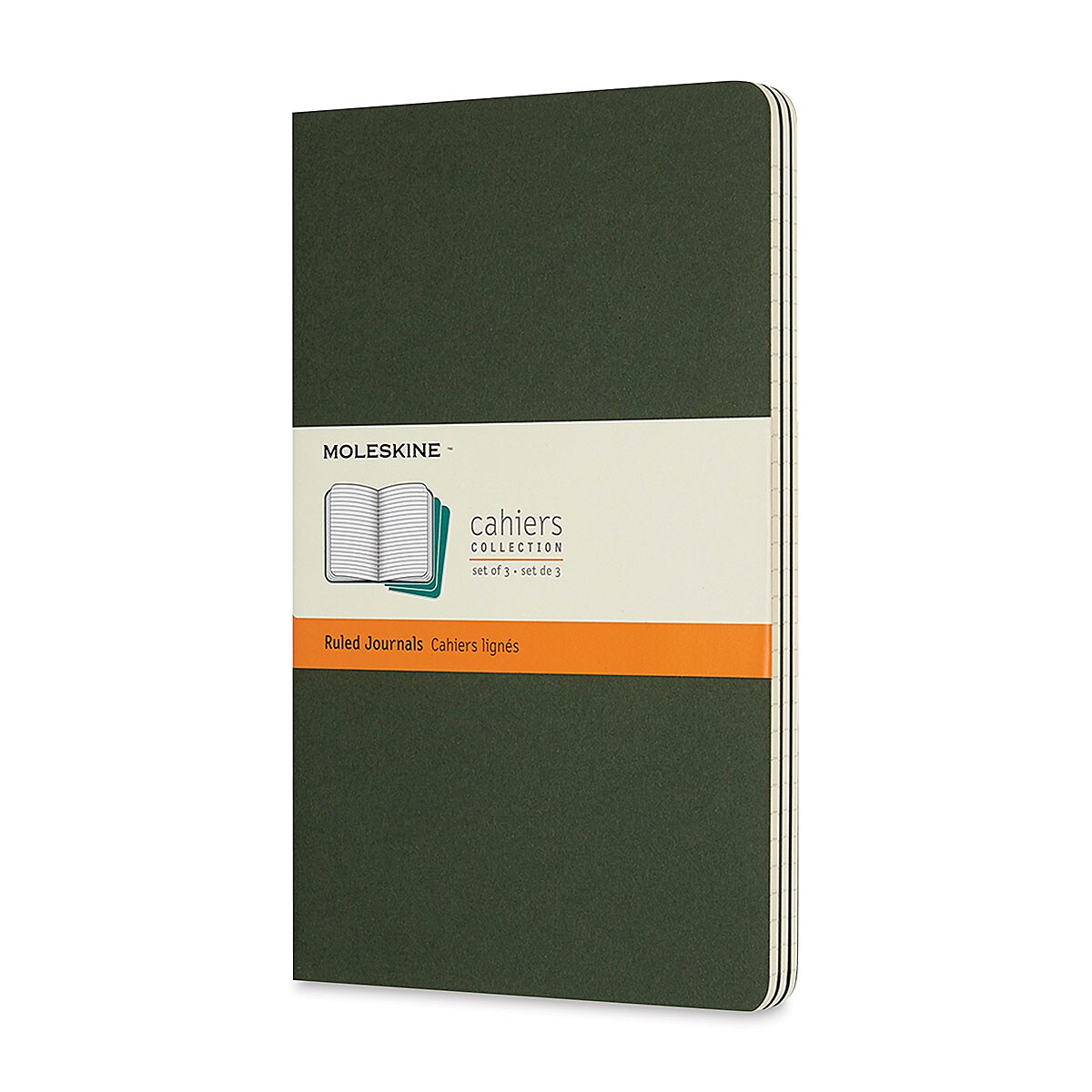 Moleskine Cahier Journals - 8-1/4" x 5", Ruled, Myrtle Green, Pkg of 3 ...