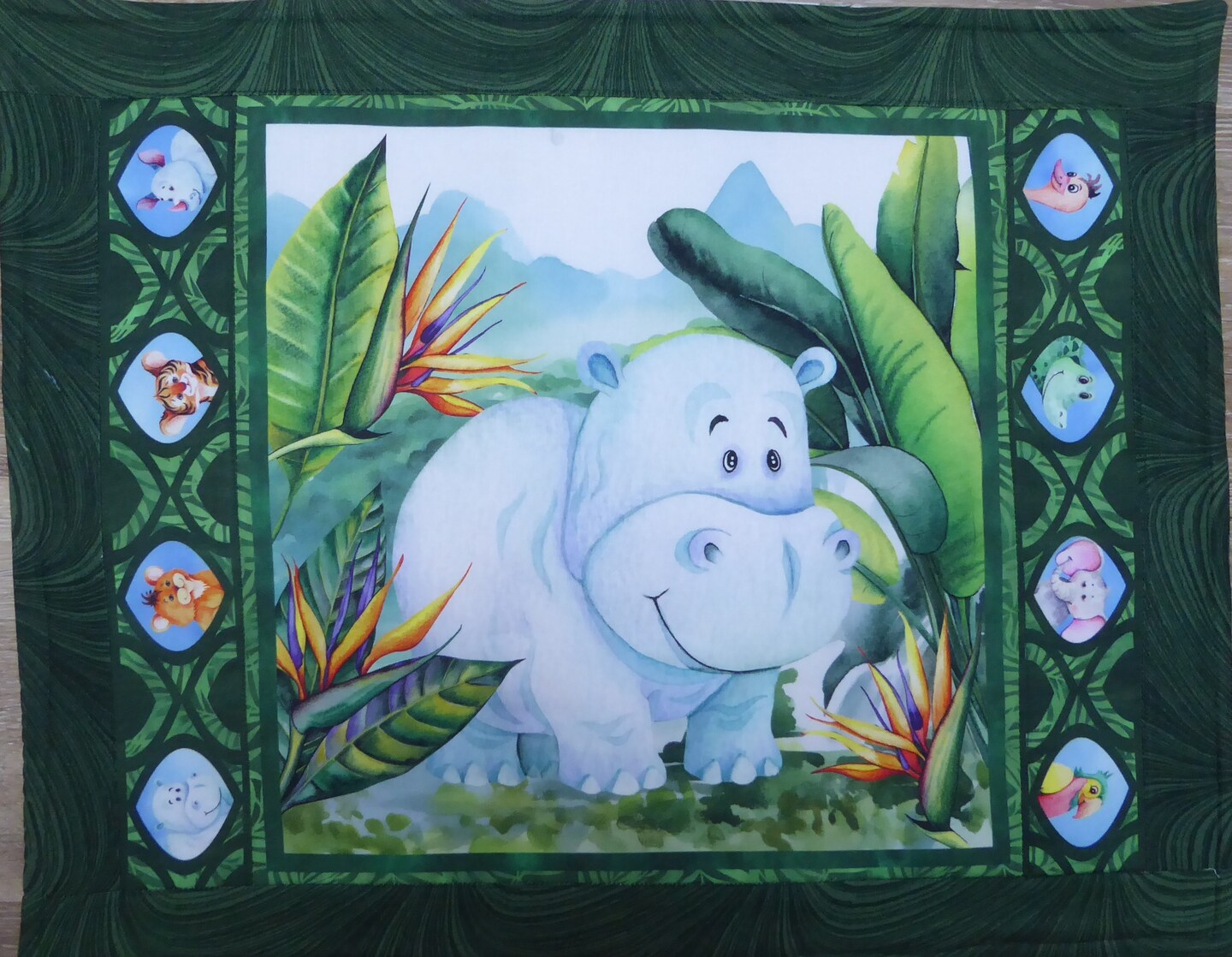 Hippo Placemat 1 Cute Jungle Friends Cotton Handmade Quilted | Michaels