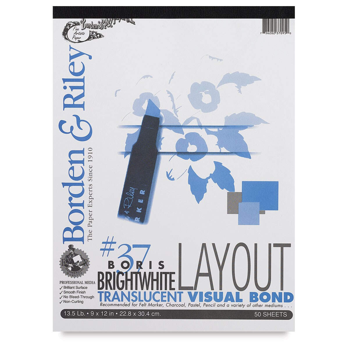 Borden & Riley Boris Layout Paper Pad for Markers - 9" x 12", 50 Sheets ...