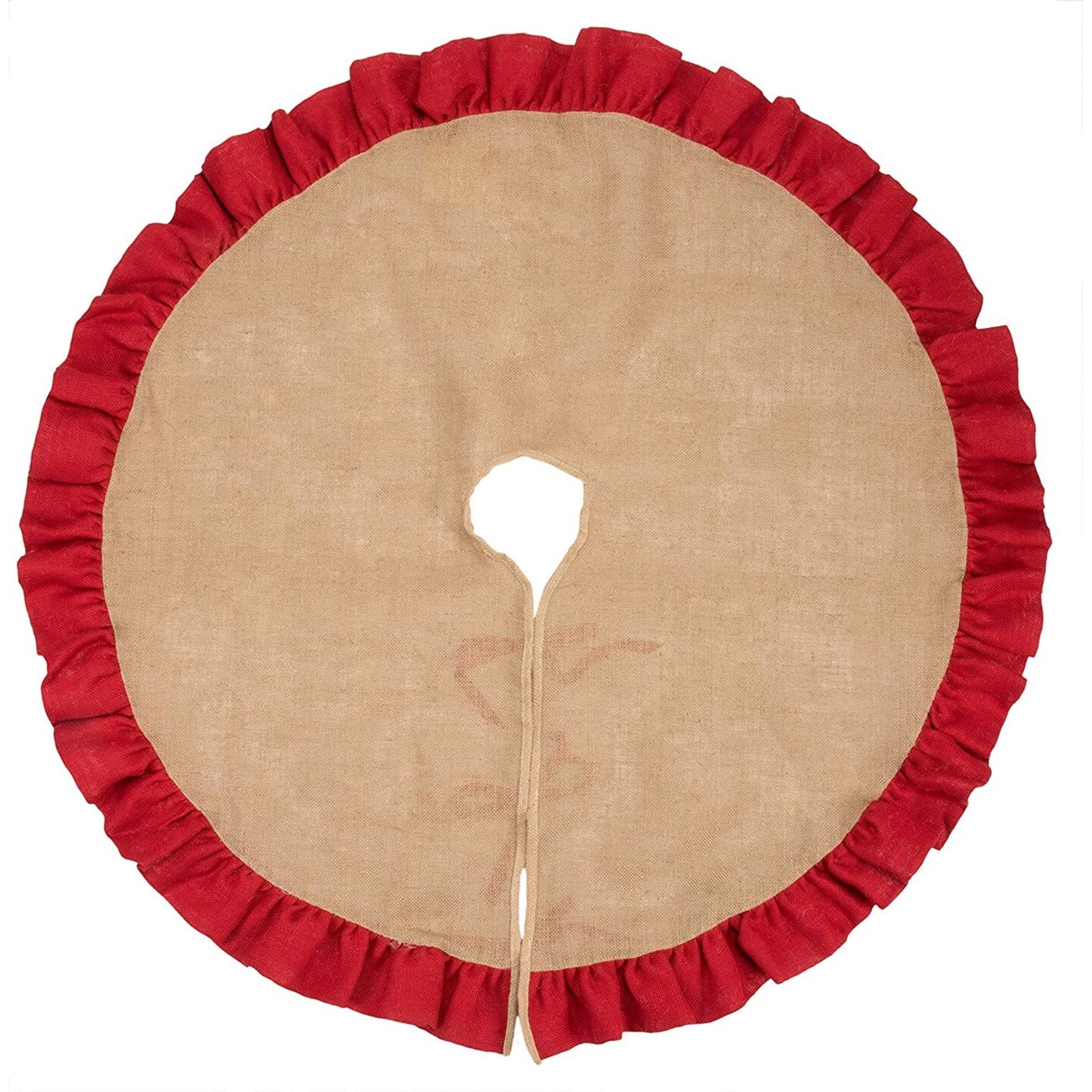 Juvale Rustic Burlap Christmas Tree Skirt, Round Tree Skirt, Holiday ...