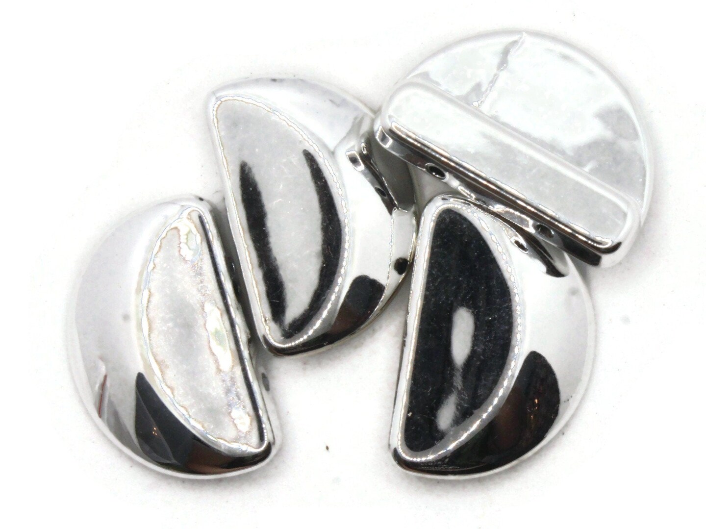 4 28mm Smooth Half Round Two Hole Spacers Vintage Silver Plated Plastic ...