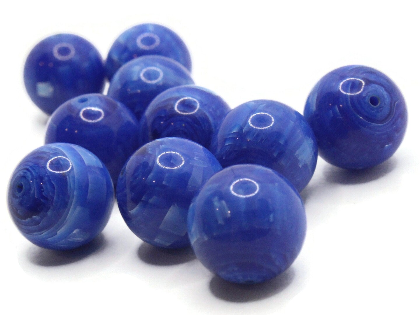 10 14mm Round Blue Striped Vintage Lucite Beads | Michaels