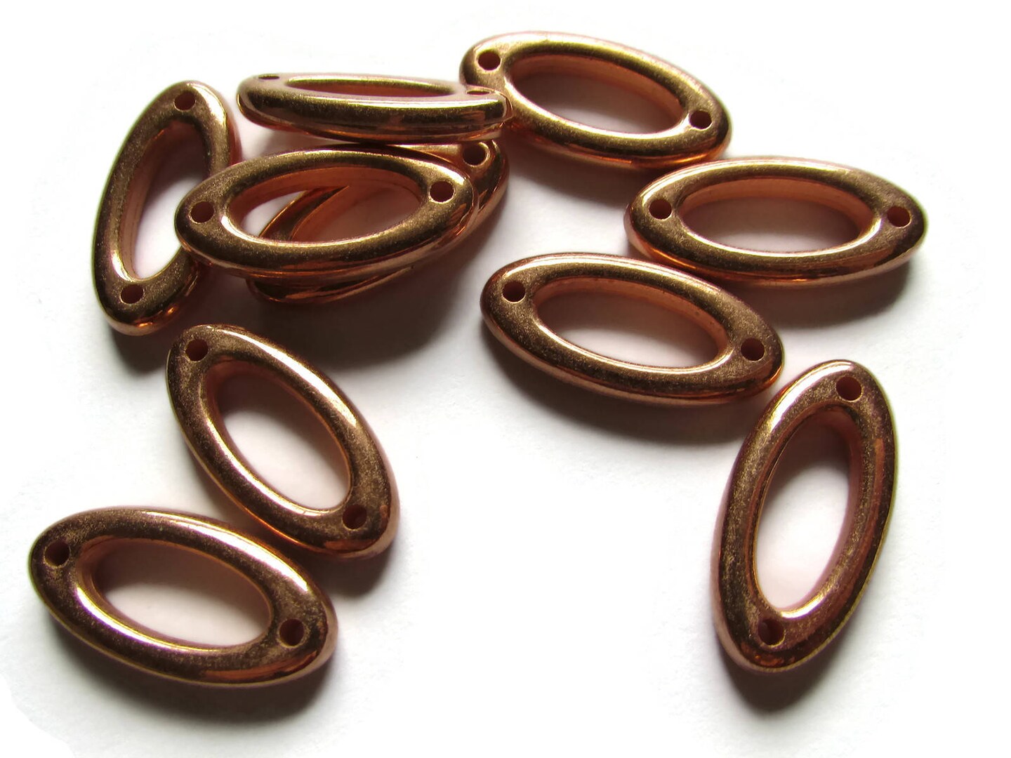 10 25mm Vintage Red Copper Ellipse Donut Beads - Copper Plated Plastic ...