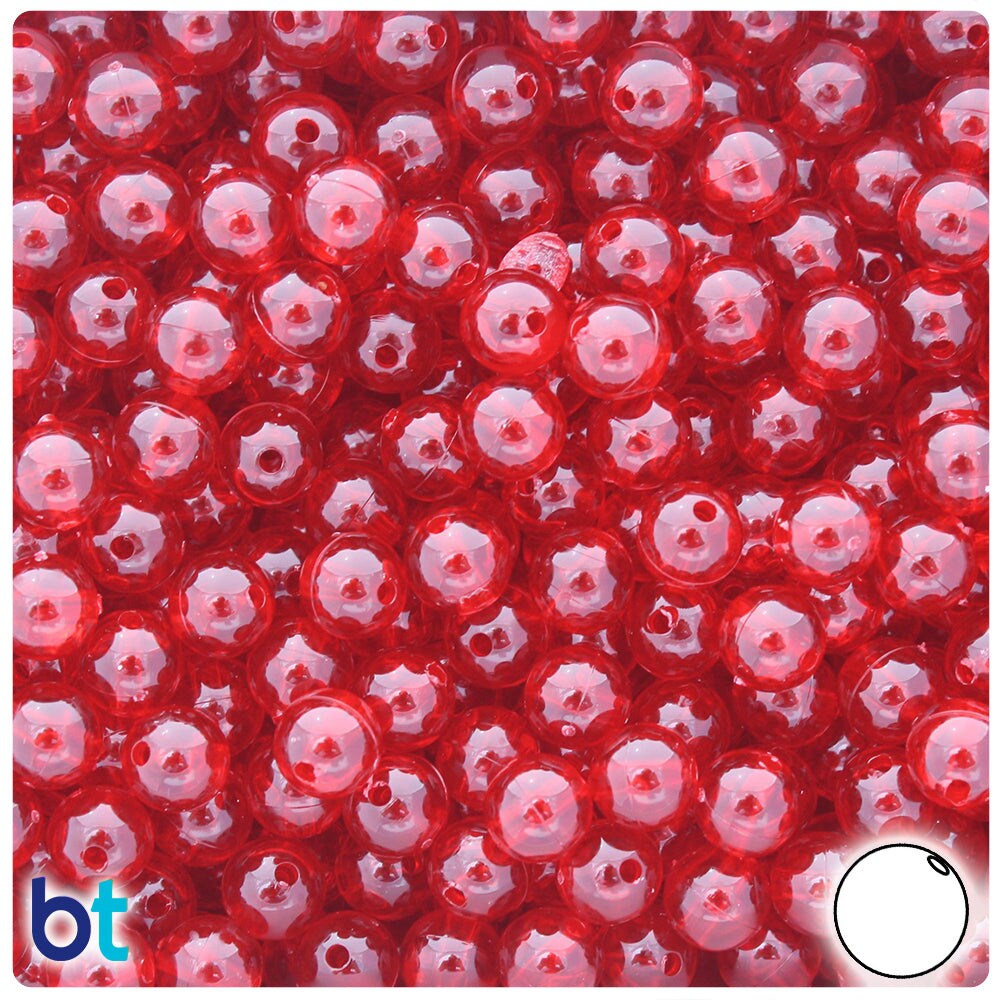 BeadTin Dark Ruby Transparent 8mm Round Plastic Craft Beads (300pcs ...