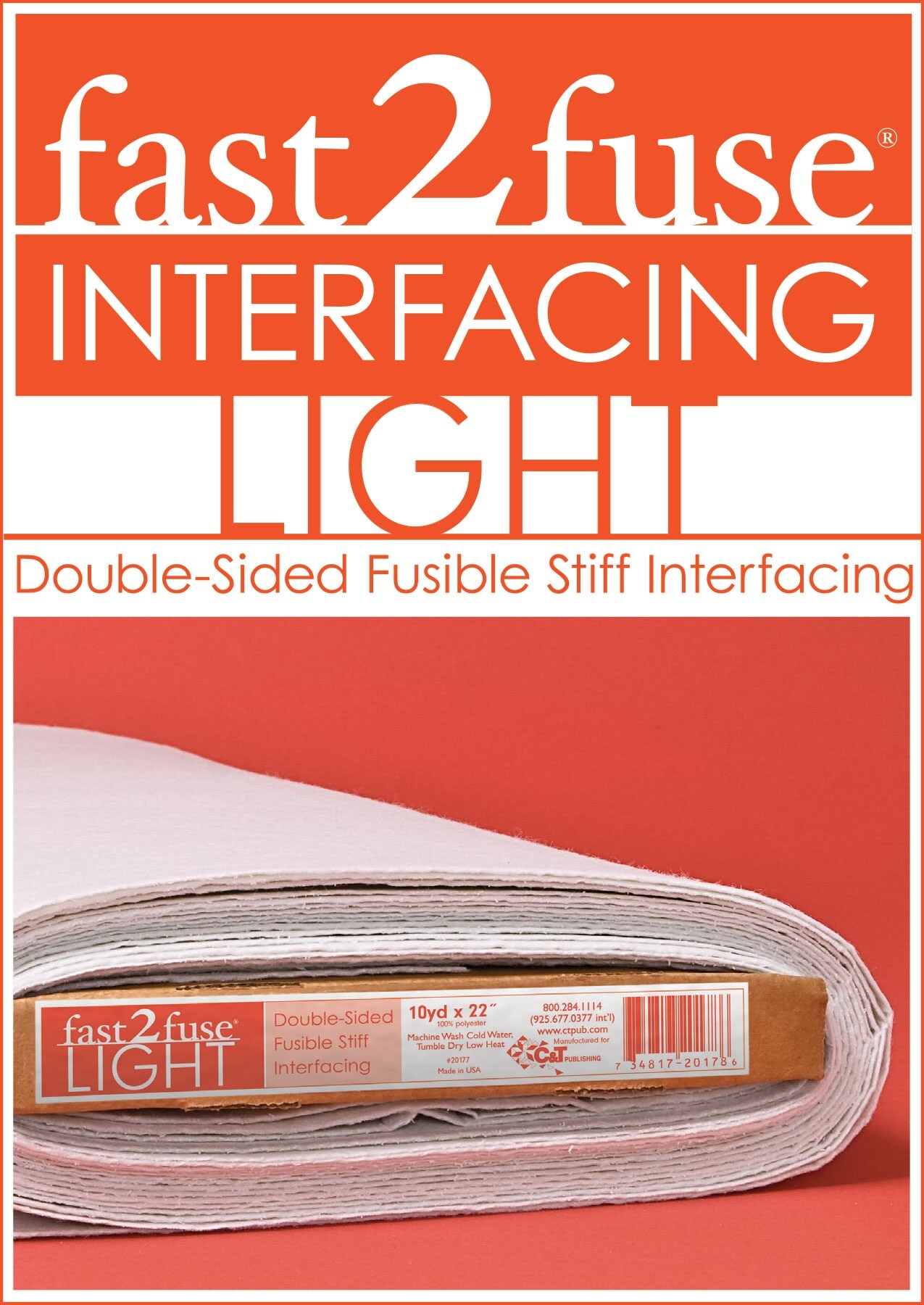 C&T Publishing Fast2fuse Lightweight Interfacing-White 20"X10yd FOB: MI ...