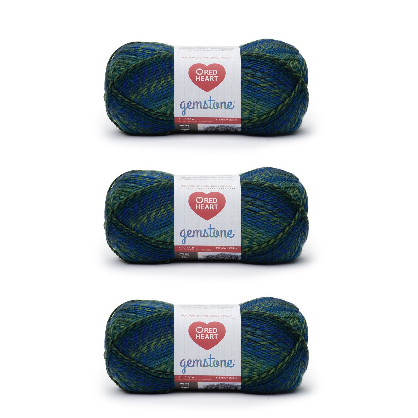 Red Heart Gemstone Emerald Yarn - 3 Pack of 200g/7oz - Acrylic - 5 ...