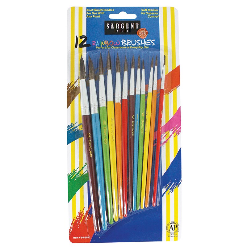Rainbow Paint Brush Assortment, Natural Hair, Set of 12 | Michaels