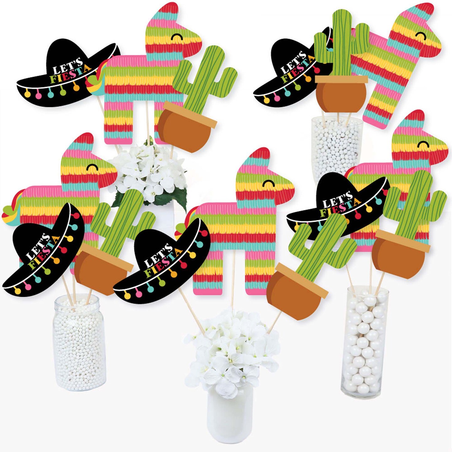Big Dot of Happiness Let's Fiesta - Fiesta Party Centerpiece Sticks ...