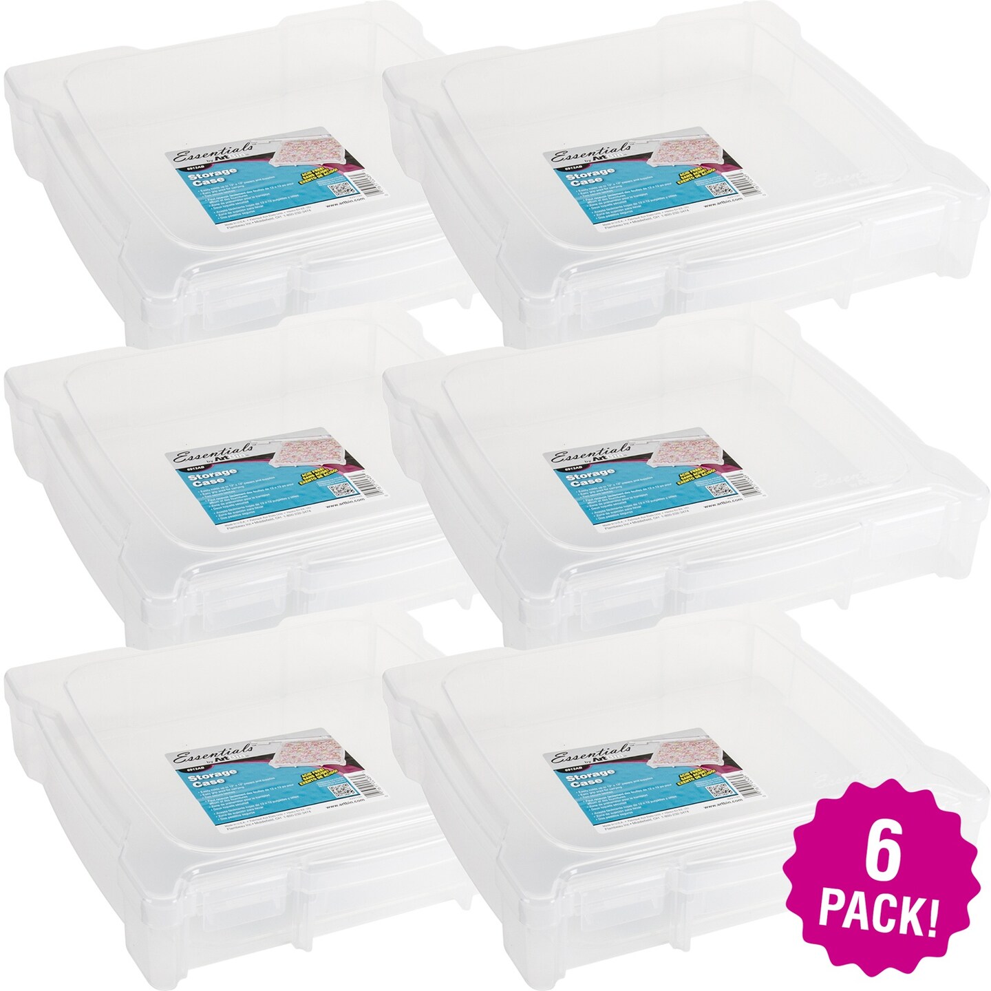 Multipack of 6 - ArtBin Essentials Box-14.125"X13.625"X3" Translucent ...