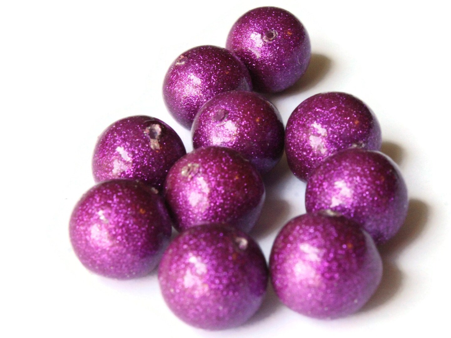 10 14mm Purple Glitter Round Vintage Plastic Beads | Michaels