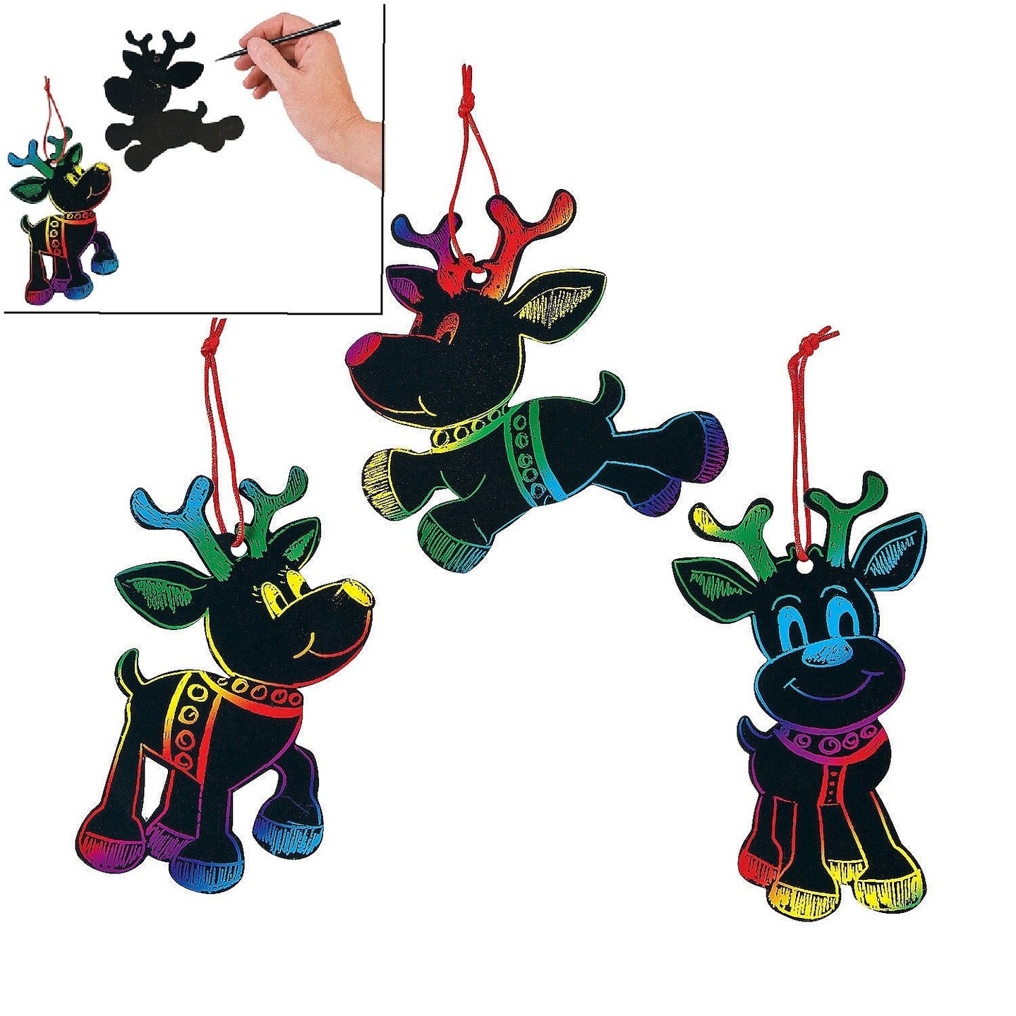 Magic Color Scratch Reindeer Christmas Ornaments (24 Pcs) - Crafts for ...