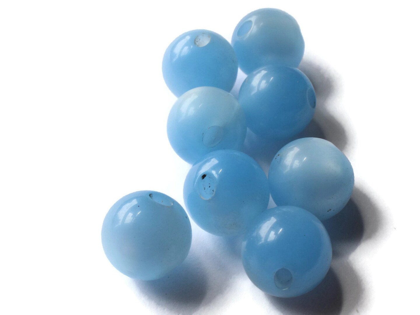 8 12mm 1/2 Inch Sky Blue Ball Buttons Vintage Moonglow Lucite Round ...