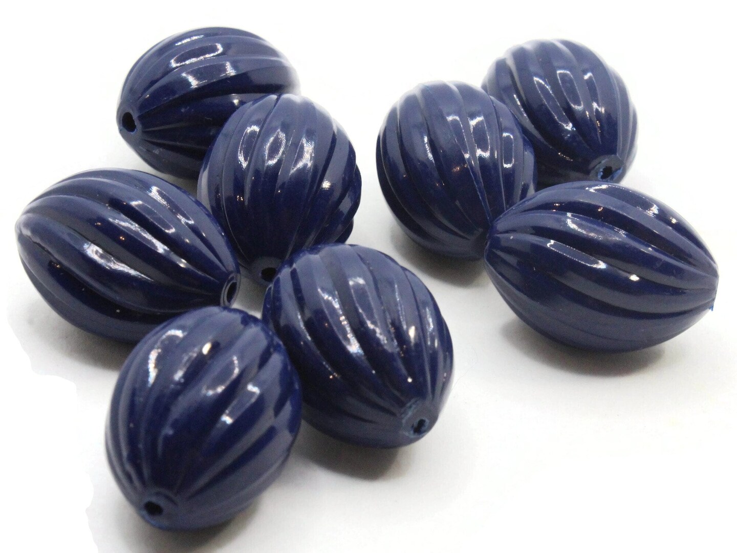8 26mm Blue Vintage Plastic Fluted Oval Beads | Michaels