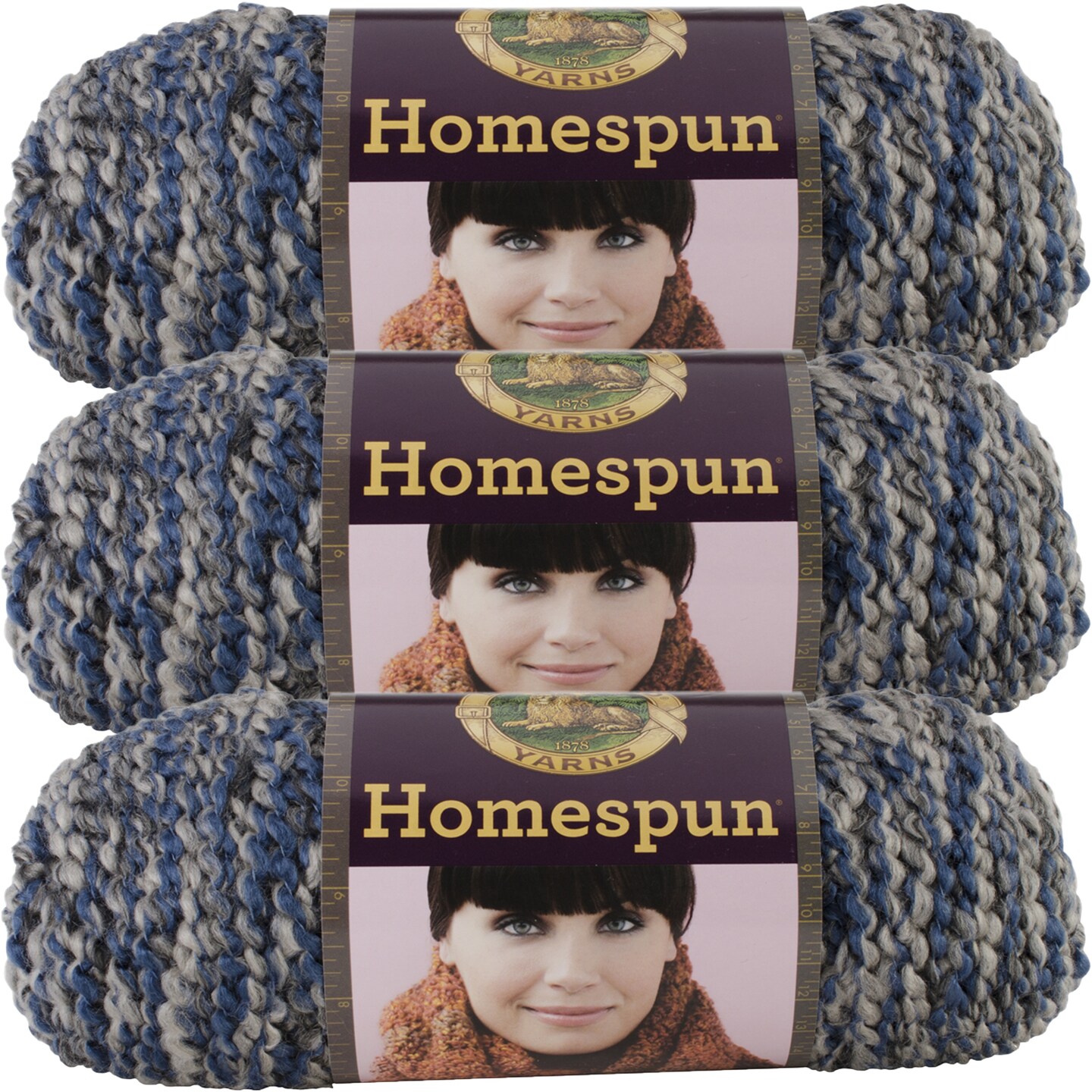 (3 Pack) Lion Brand Homespun Yarn - Blue Moon, Count: 3 | Michaels