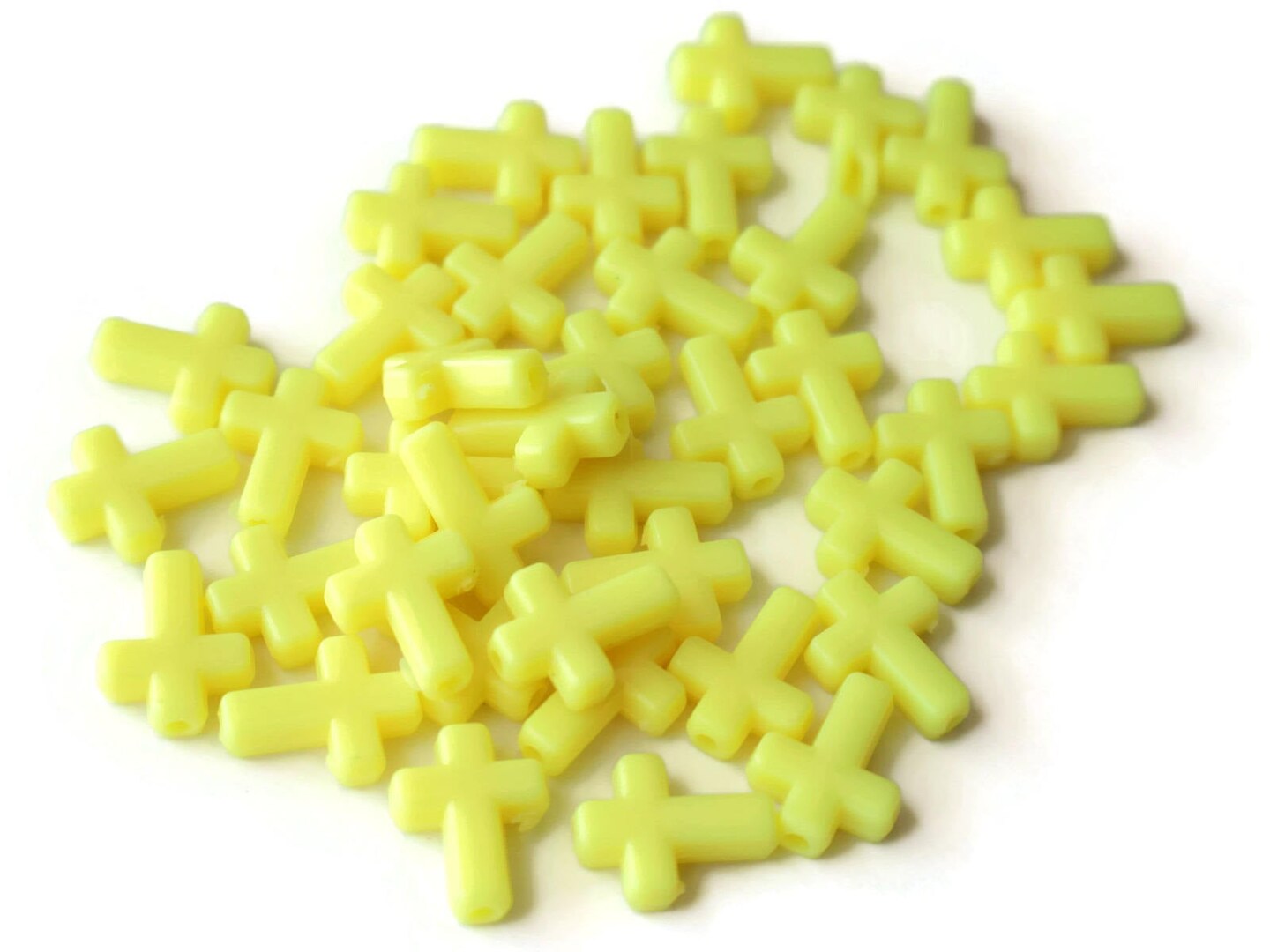 40 17mm Bright Yellow Cross Beads Plastic Crosses Christian Beads ...