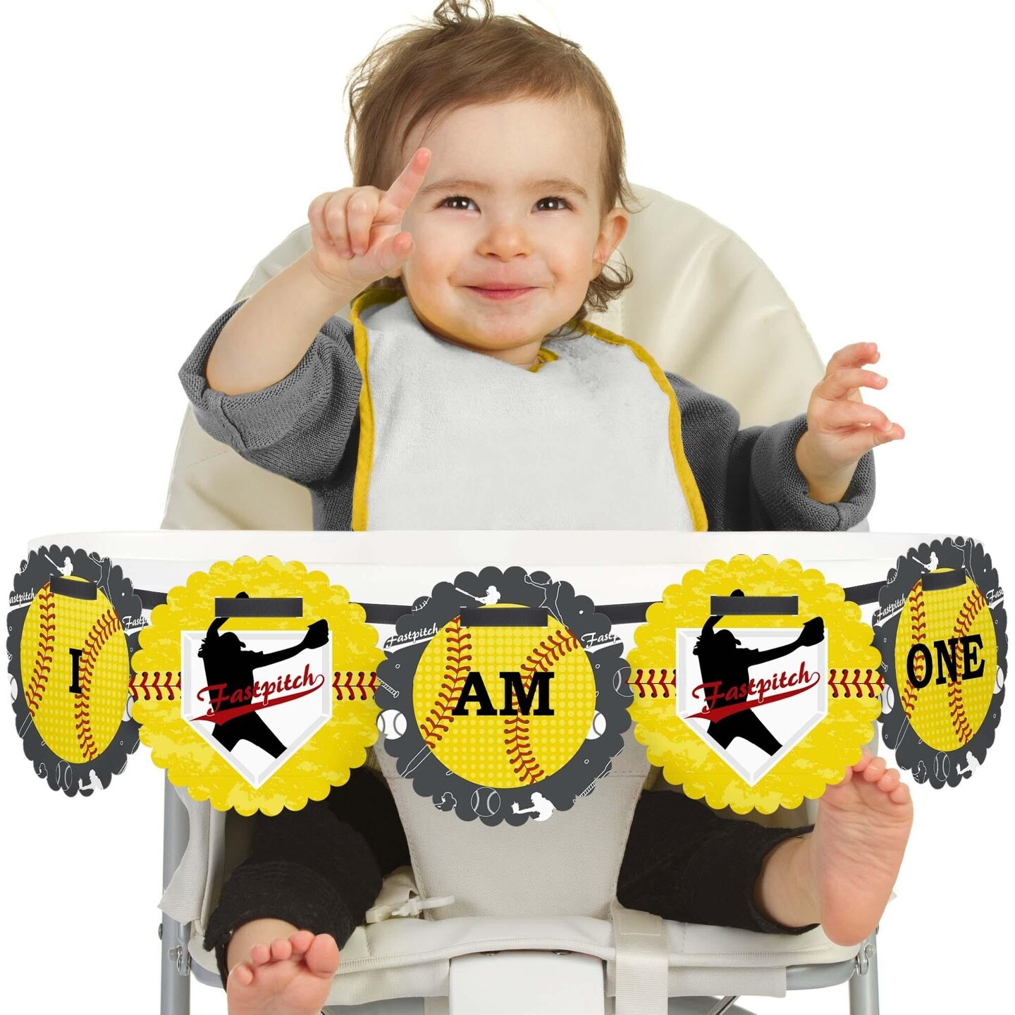 Big Dot of Happiness Grand Slam Fastpitch Softball 1st Birthday Highchair Decor I Am One First Birthday High Chair Banner Michaels