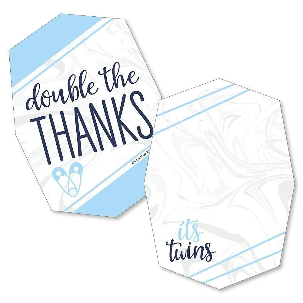 Big Dot of Happiness It's Twin Boys - Shaped Thank You Cards - Blue ...