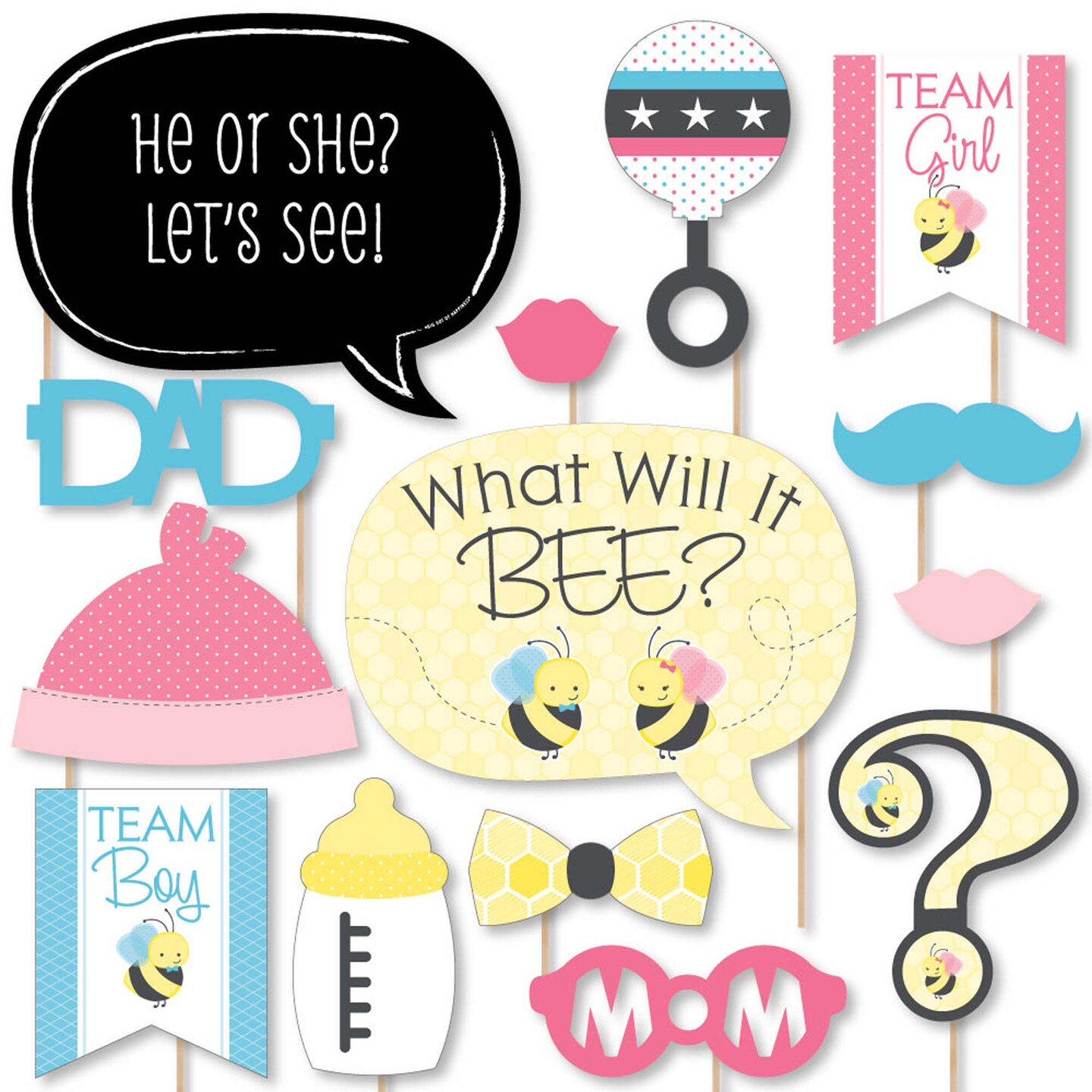 Big Dot of Happiness What Will It Bee - Gender Reveal Photo Booth Props ...
