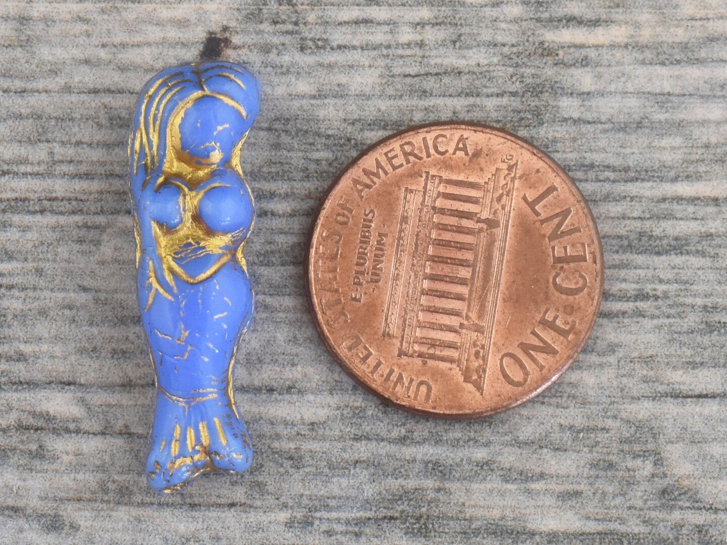 *2* 5x28mm Gold Washed Periwinkle Blue Mermaid Beads | Michaels