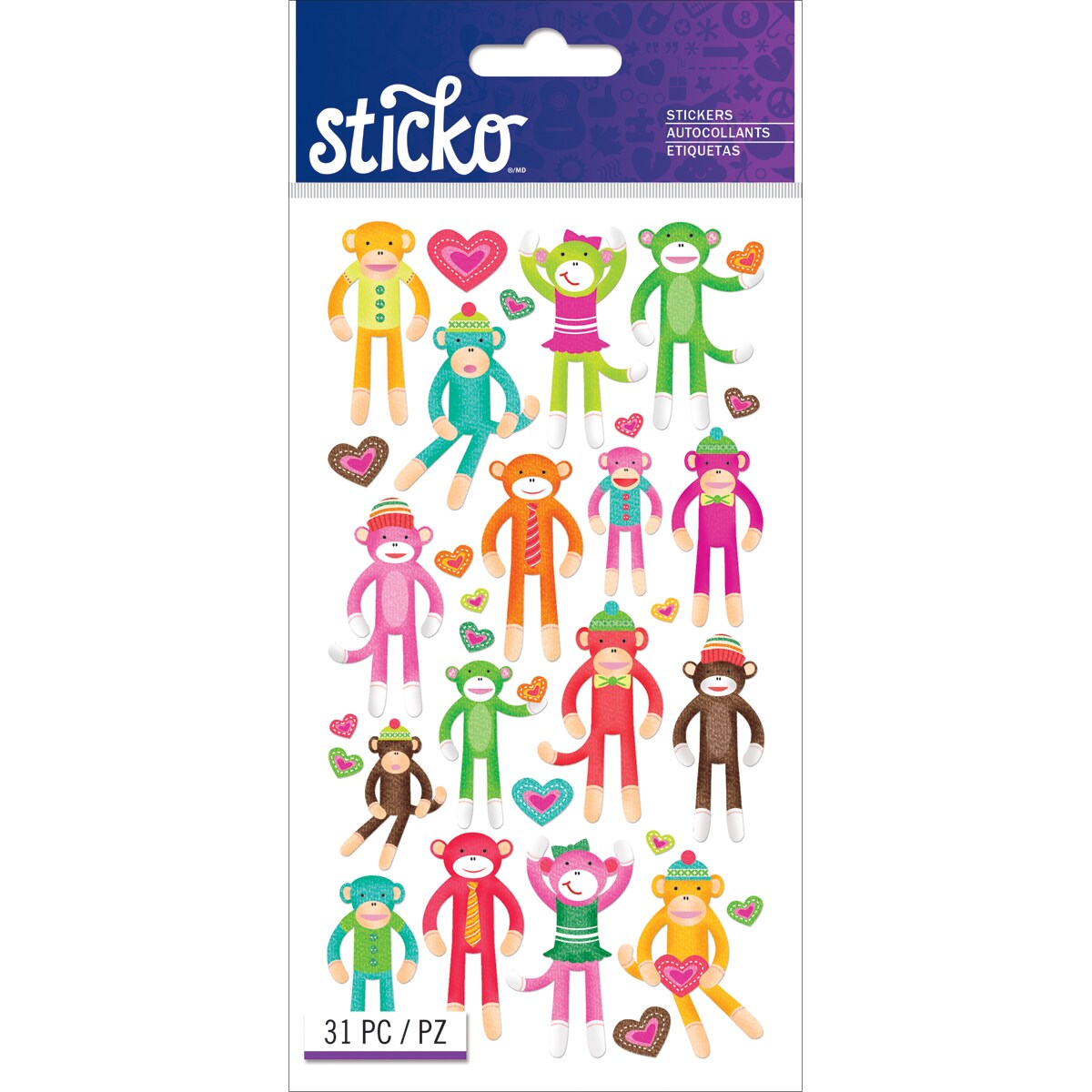 Sticko Stickers-Sock Monkey | Michaels