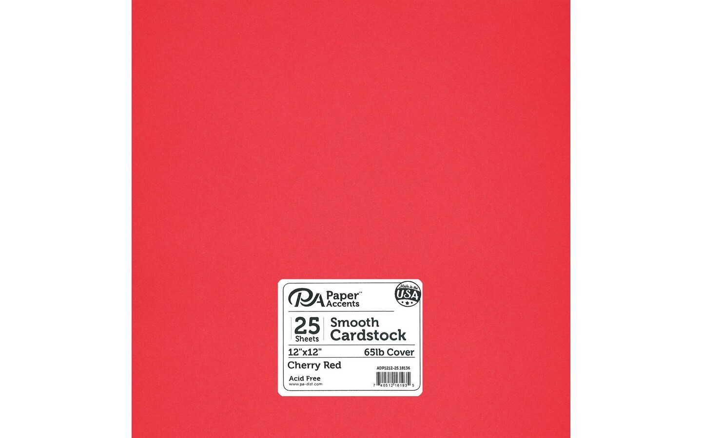 PA Paper Accents Smooth Cardstock 12" x 12" Cherry Red, 65lb colored ...
