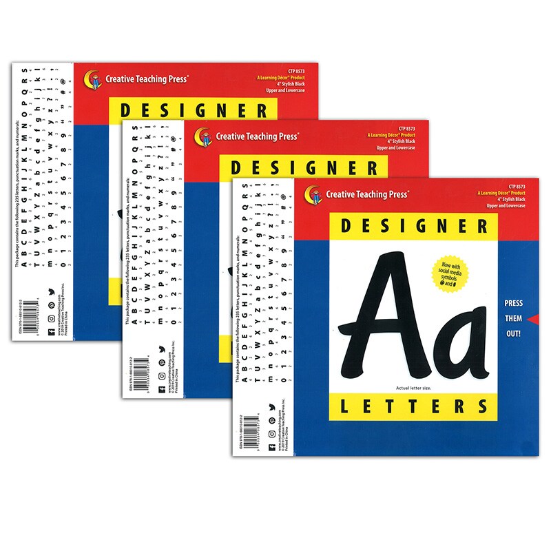 Stylish Black 4" Designer Letters, 235 Per Pack, 3 Packs | Michaels