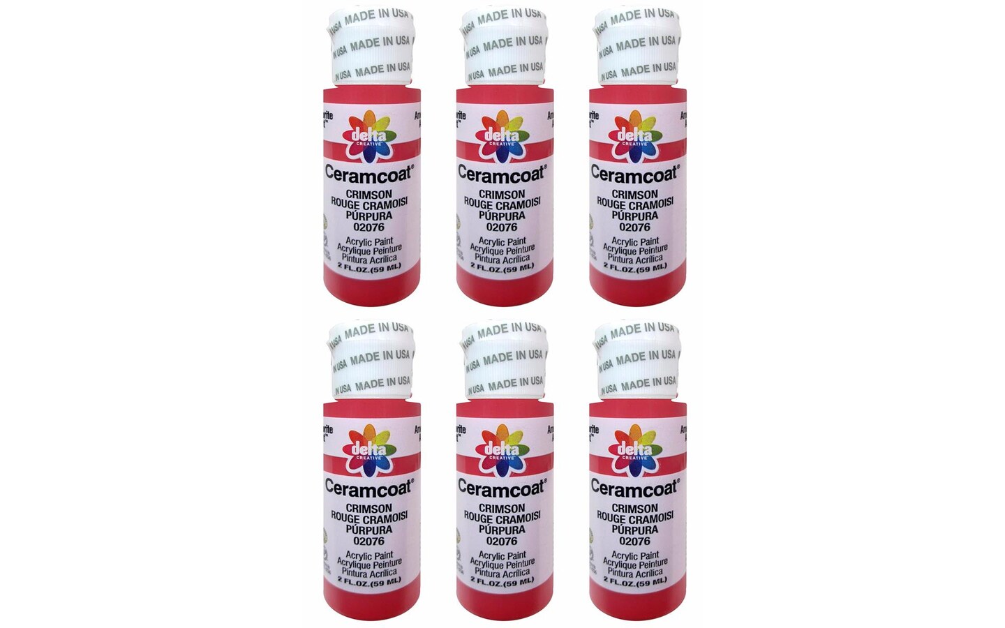 Delta Ceramcoat Acrylic 2oz Crimson 6pc | Michaels