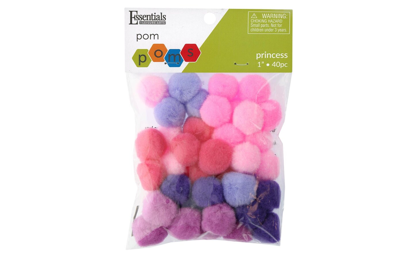 Essentials by Leisure Arts Pom Poms - Princess -1" - 40 piece pom poms ...