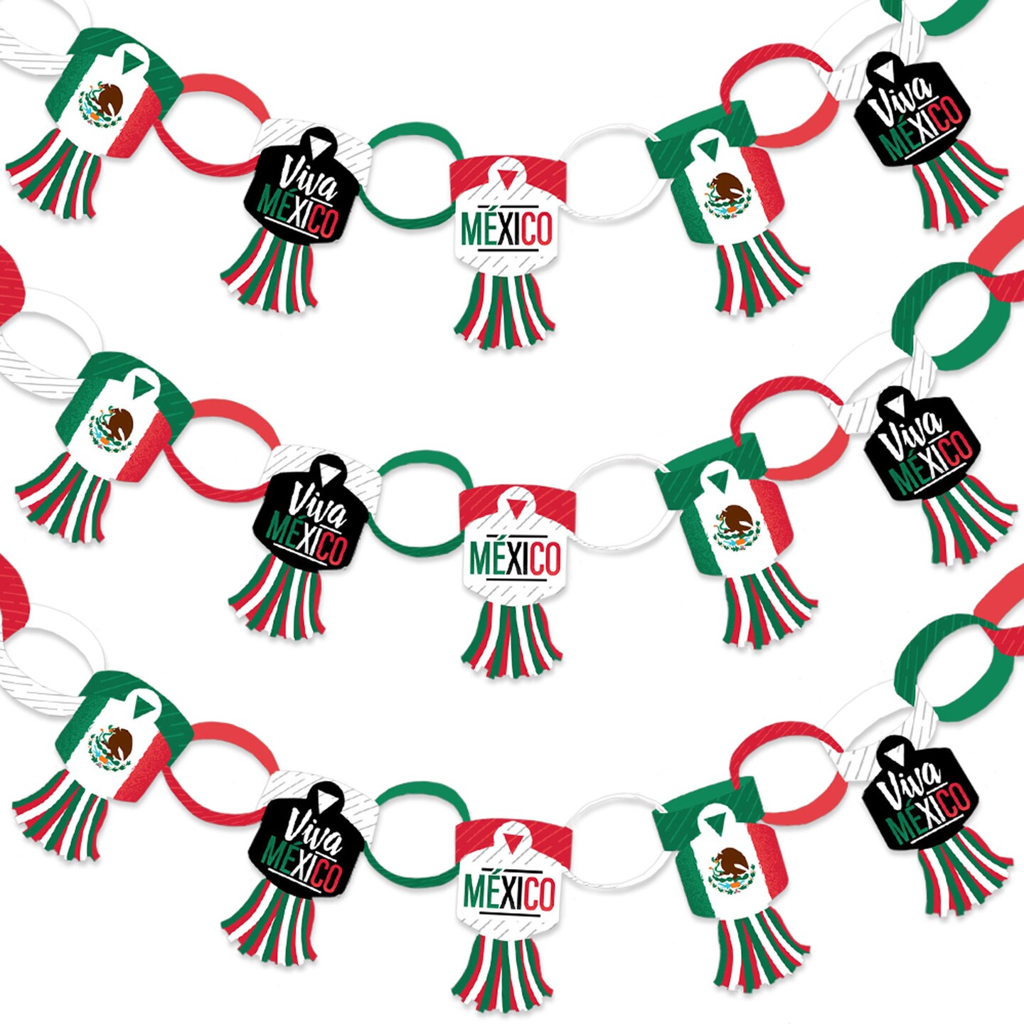 Big Dot of Happiness Viva Mexico - 90 Chain Links and 30 Paper Tassels ...