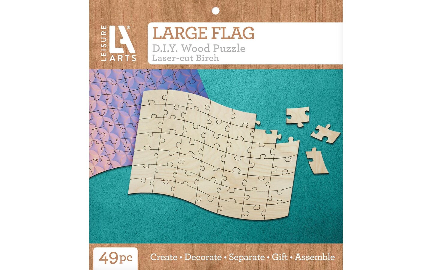 Leisure Arts Wood Puzzle Large Flag 49 pieces 11.88"x 7.88" Blank ...