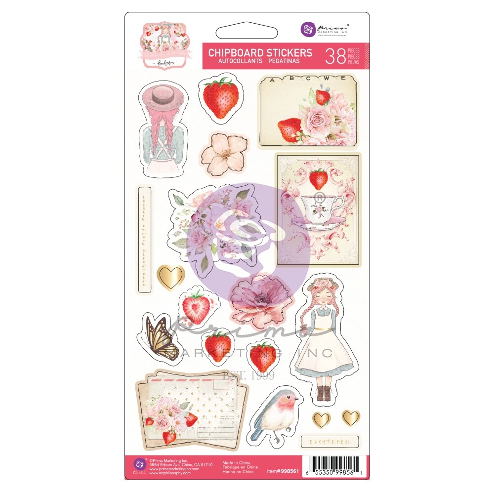 Strawberry Milkshake Chipboard Stickers 38/Pkg-Shapes W/Foil Details ...
