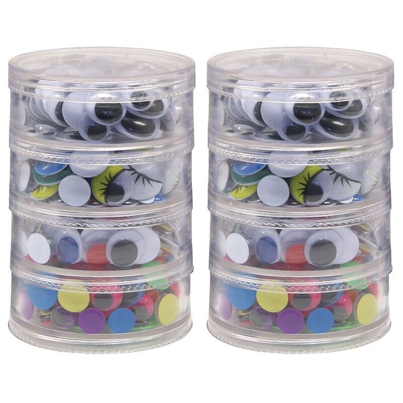 Wiggle Eyes Storage Stacker, Round Assorted Black, Painted & Bright, Assorted Sizes, 400 Pieces ...