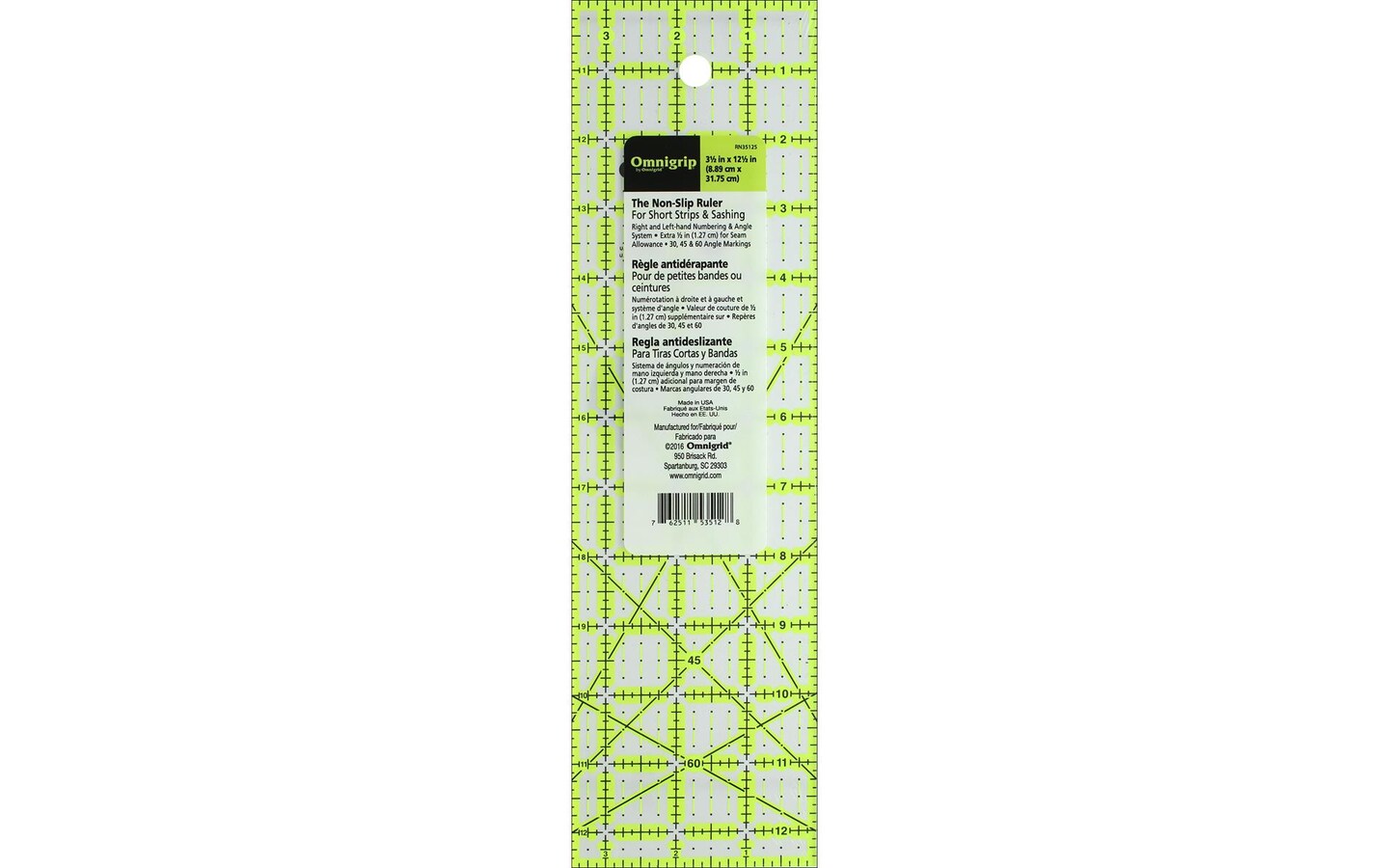 Omnigrid Omnigrip Ruler Non Slip Neon 3.5x12.5" | Michaels