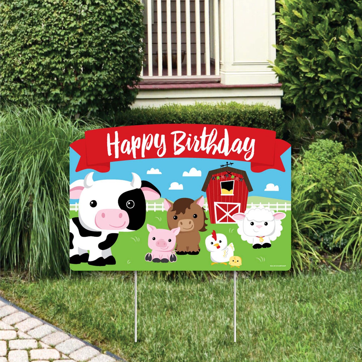 Big Dot of Happiness Farm Animals - Barnyard Birthday Party Yard Sign ...