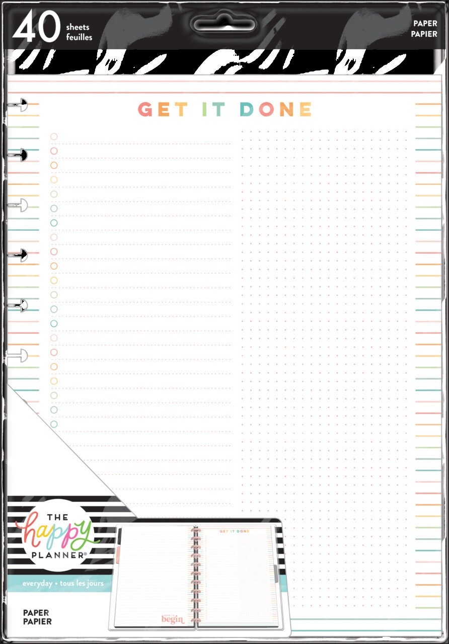 Happy Planner Big Planner Fill Paper W/40 Sheets 8.5"X11"-Everyday ...
