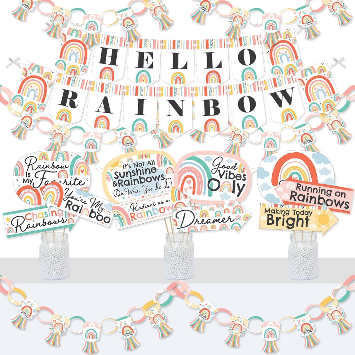 Big Dot of Happiness Hello Rainbow - Banner and Photo Booth Decor ...