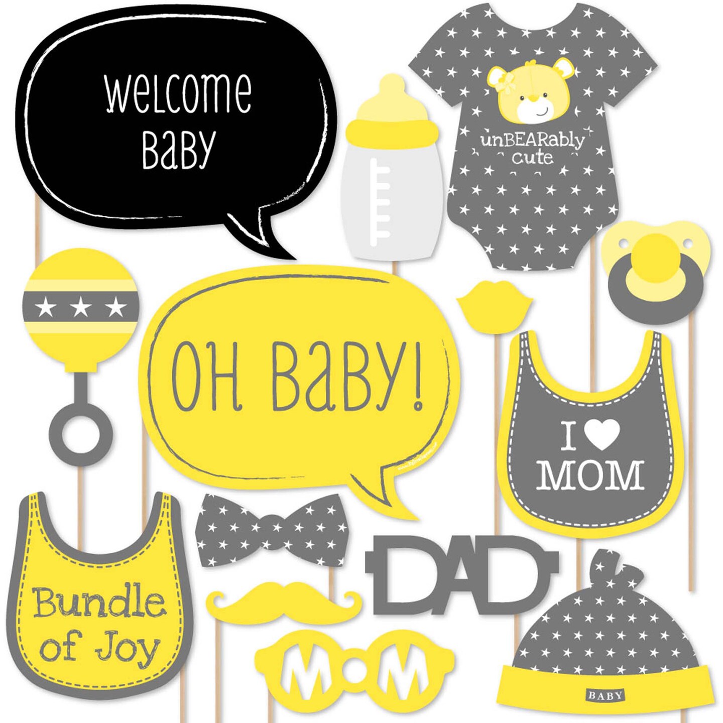 Big Dot of Happiness Baby Neutral - Baby Shower Photo Booth Props Kit ...