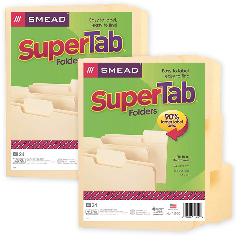 SuperTab® File Folder, Oversized 1/3-Cut Tab, Letter Size, Manila, 24 Per Pack, 2 Packs | Michaels