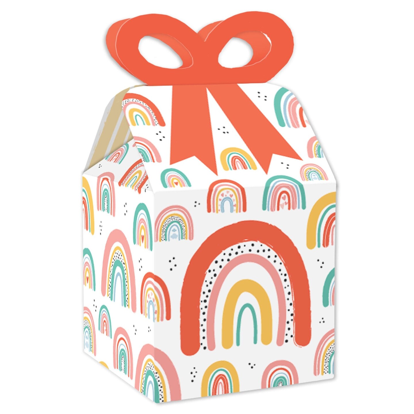 Big Dot of Happiness Hello Rainbow - Square Favor Gift Boxes - Boho ...