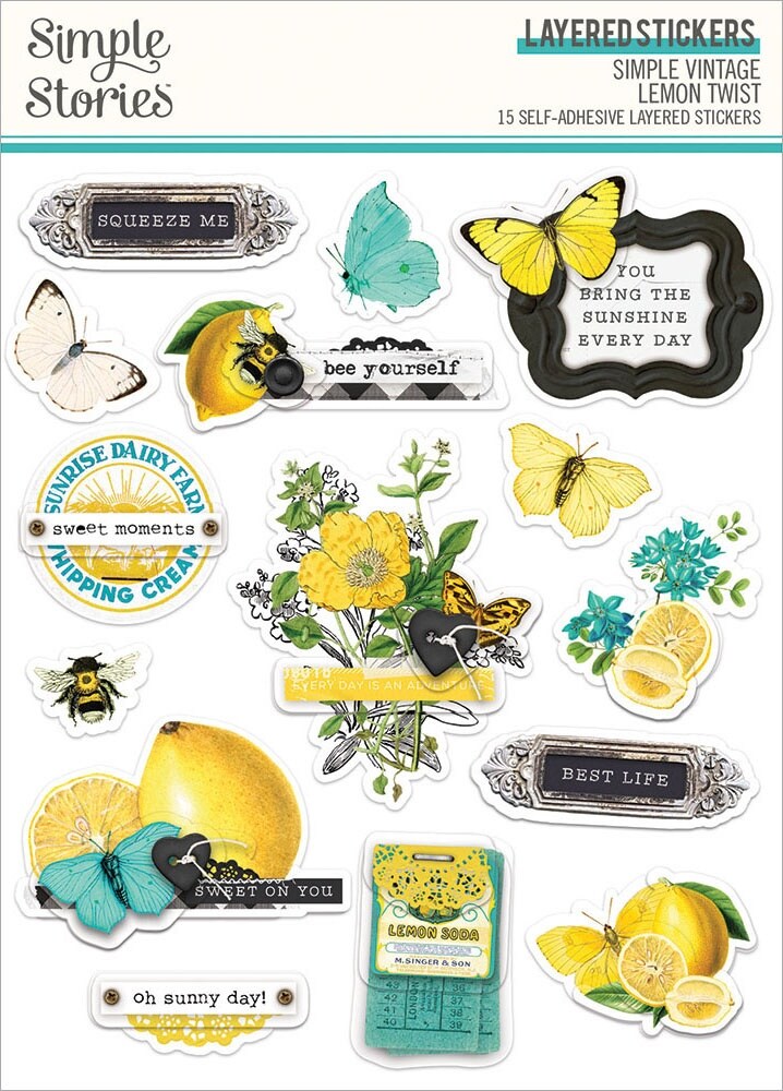 Simple Vintage Lemon Twist Layered Stickers 15/Pkg- | Michaels