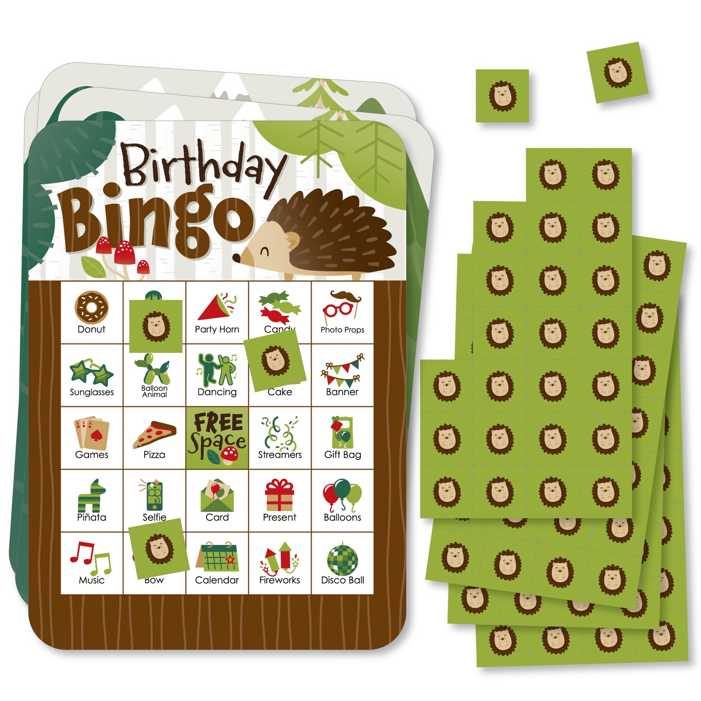 Big Dot of Happiness Forest Hedgehogs - Picture Bingo Cards and Markers ...