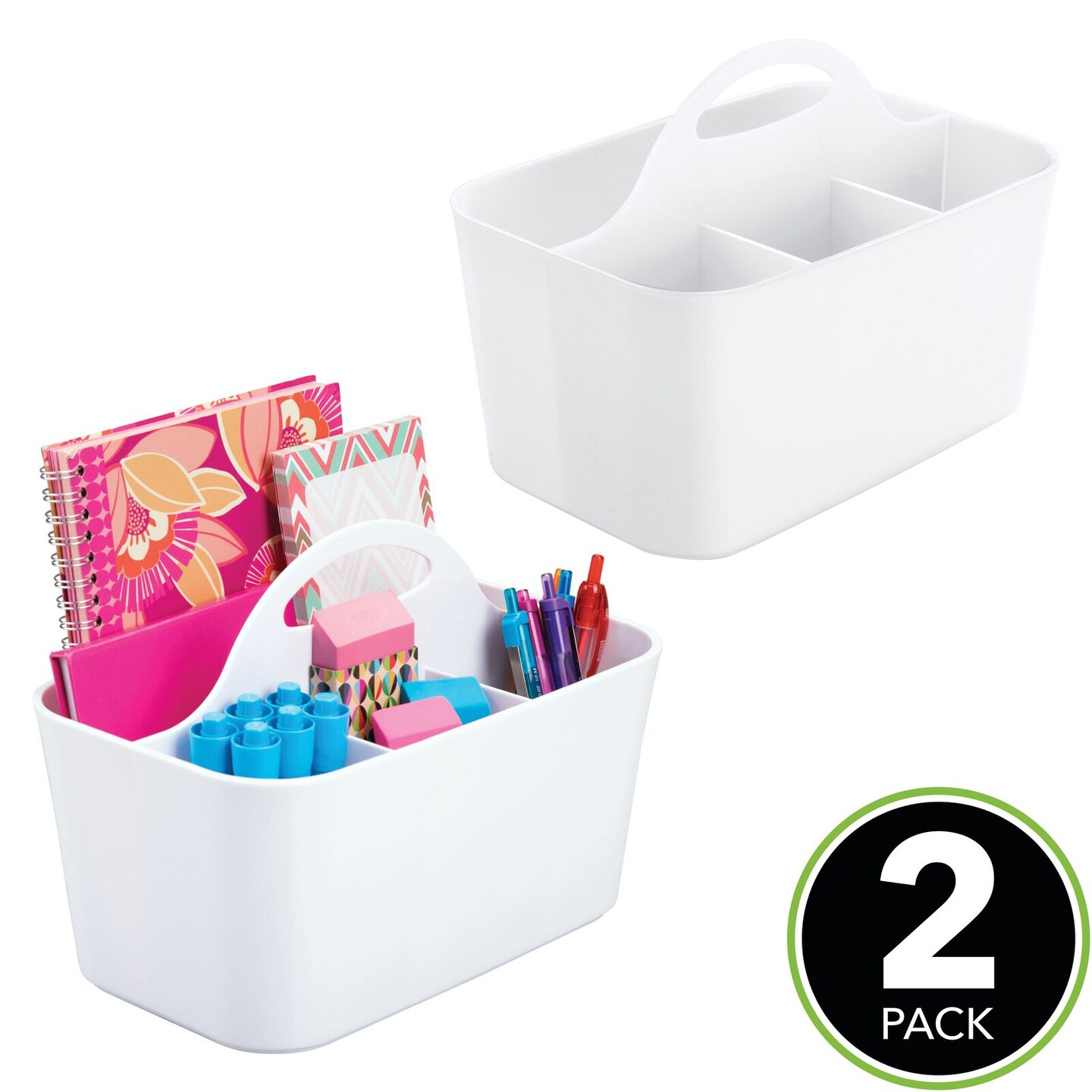 mDesign Plastic Office Storage Organizer Caddy Tote, Small, 2 Pack ...