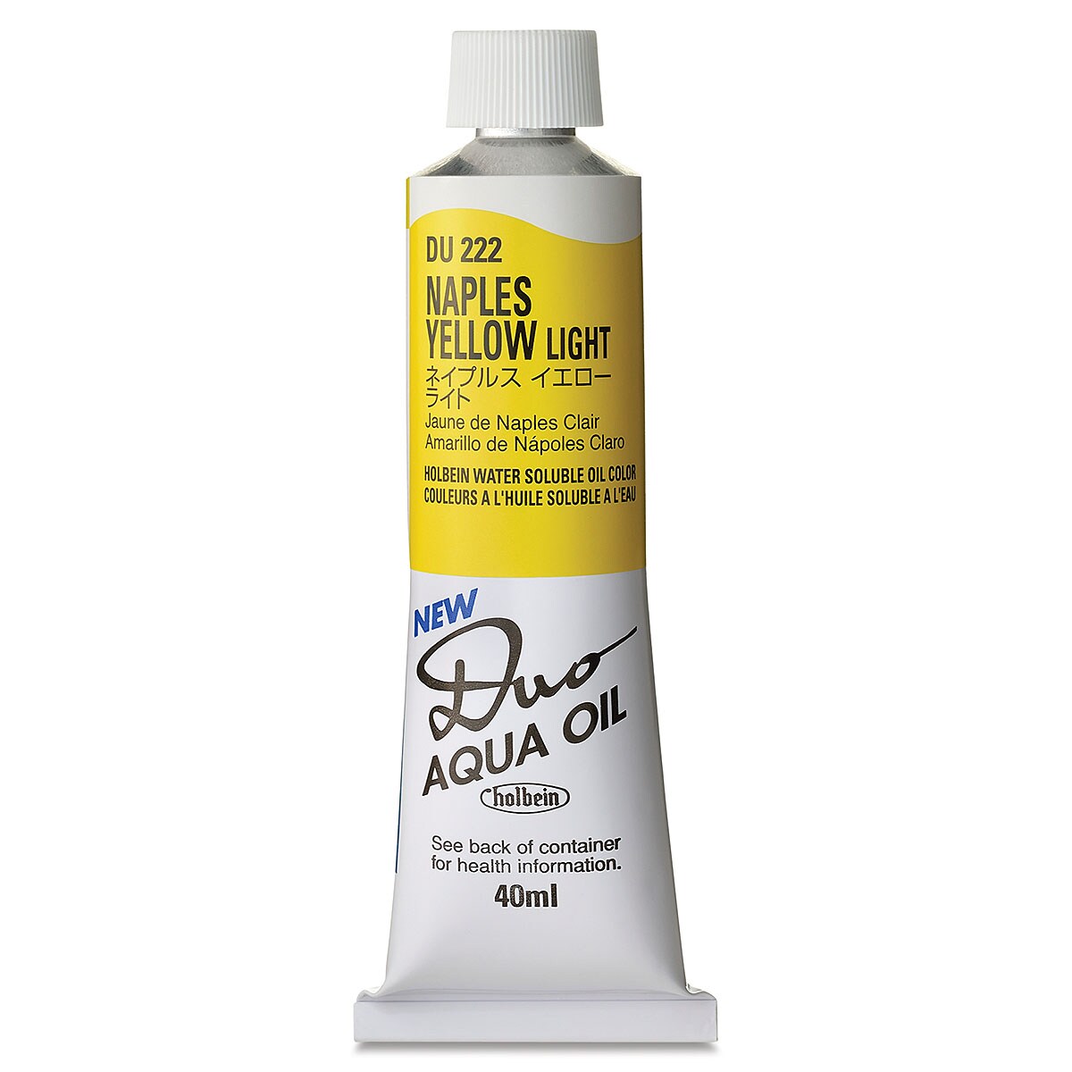 Holbein Duo Aqua Water Soluble Oils - Naples Yellow Light, 40 ml tube ...