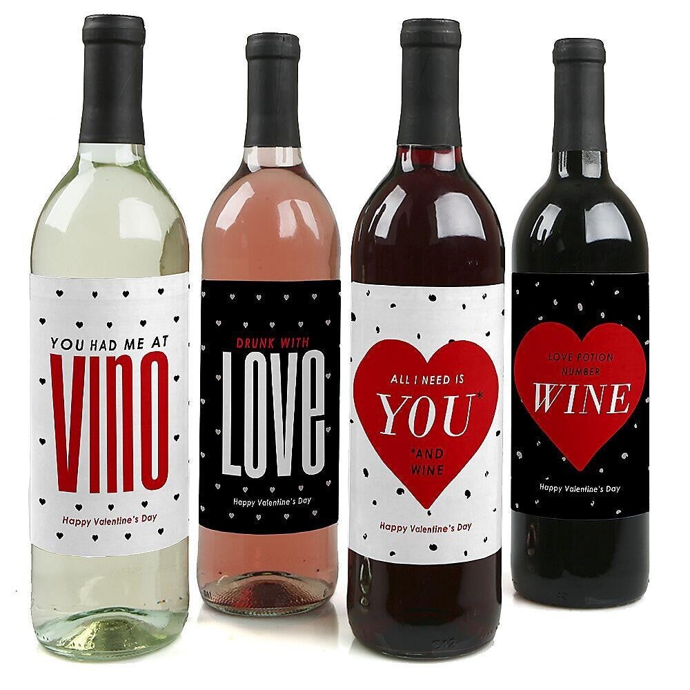 Big Dot of Happiness Valentine's Day Gift for Women and Men - Wine ...
