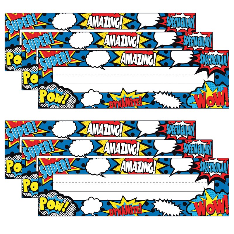 Superhero Flat Name Plates, 36 Per Pack, 6 Packs | Michaels