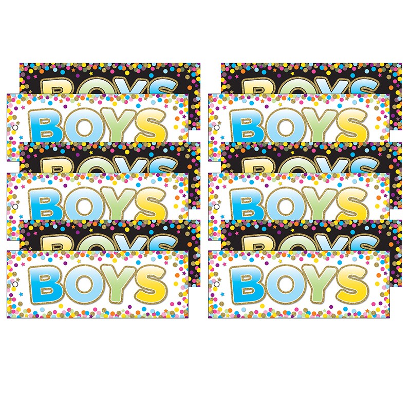 Laminated Double-Sided Hall Passes, 9" X 3-1/2", Confetti Boys Pass ...