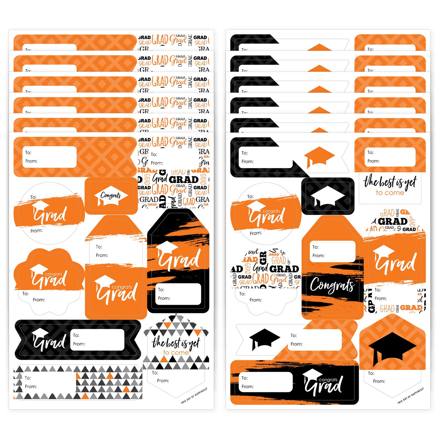 Big Dot of Happiness Orange Grad Best is Yet to Come Assorted Orange ...